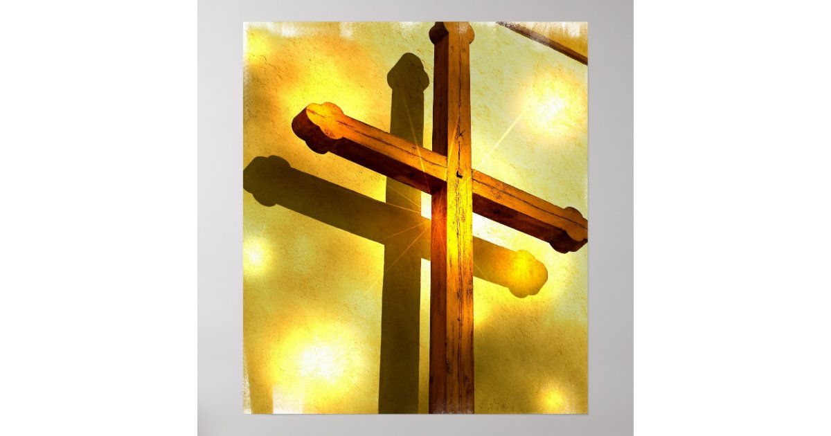 Golden Cross Poster Print | Zazzle