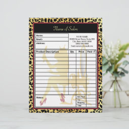 Golden Crown Leopard Print Hair Salon Order Form Letterhead | Zazzle