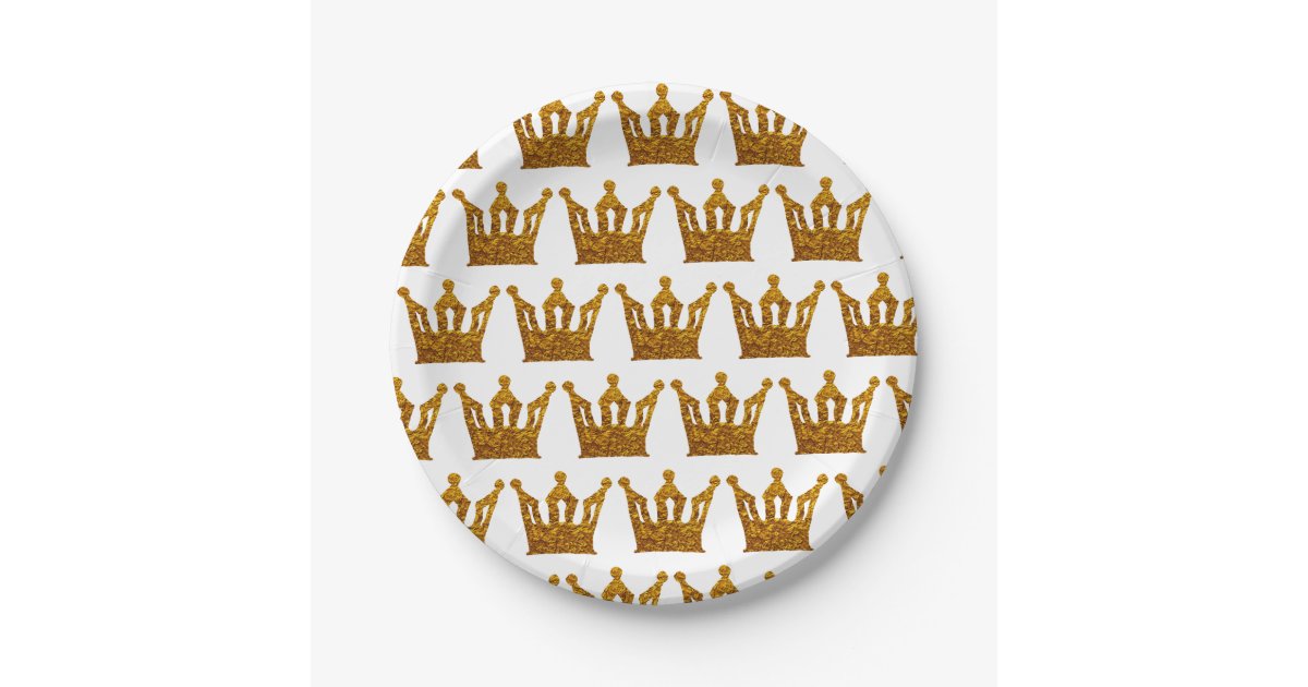 Golden Crown Paper Plates | Zazzle