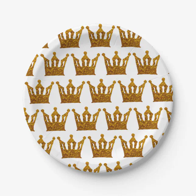 Golden Crown Paper Plates | Zazzle