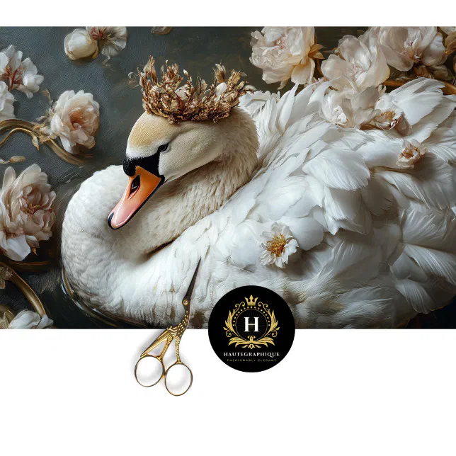 Golden Crowned Swan with Florals Decoupage Tissue Paper | Zazzle