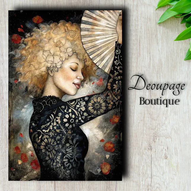 Golden Curls and Midnight Lace Decoupage Tissue Paper | Zazzle