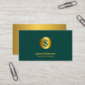 Golden Currency Symbol | Elegant Green Tosca Business Card | Zazzle