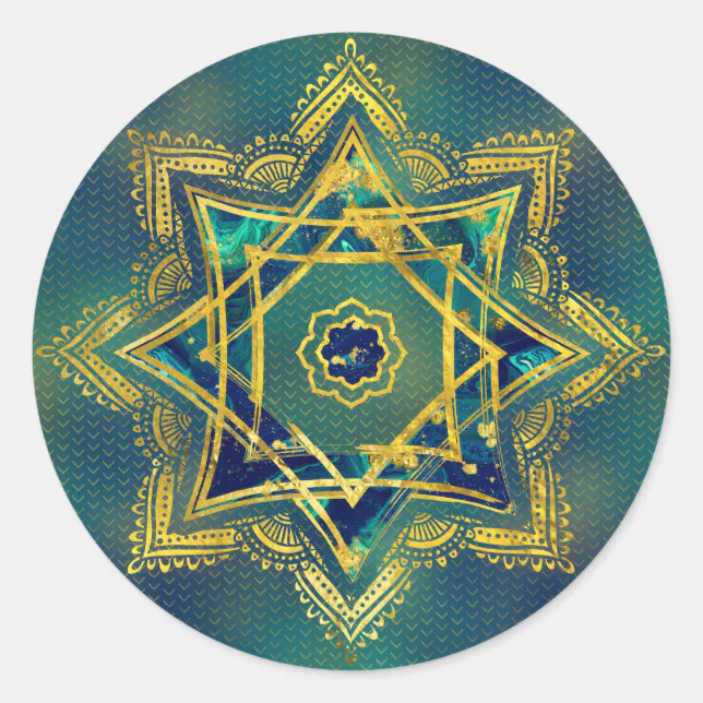 Golden Decorative Star of Lakshmi - Ashthalakshmi Classic Round Sticker ...