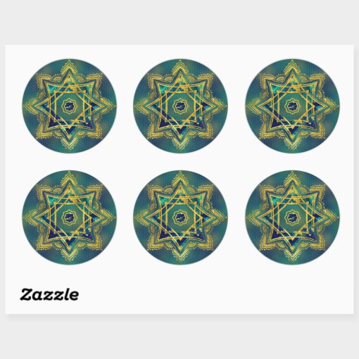 Golden Decorative Star of Lakshmi - Ashthalakshmi Classic Round Sticker ...
