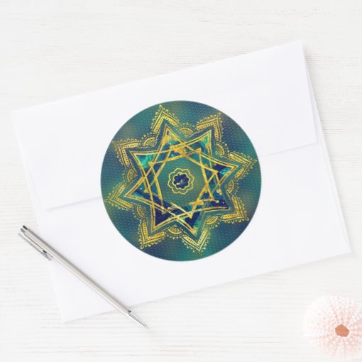 Golden Decorative Star of Lakshmi - Ashthalakshmi Classic Round Sticker ...