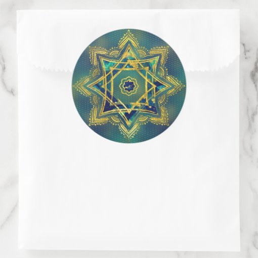 Golden Decorative Star of Lakshmi - Ashthalakshmi Classic Round Sticker ...