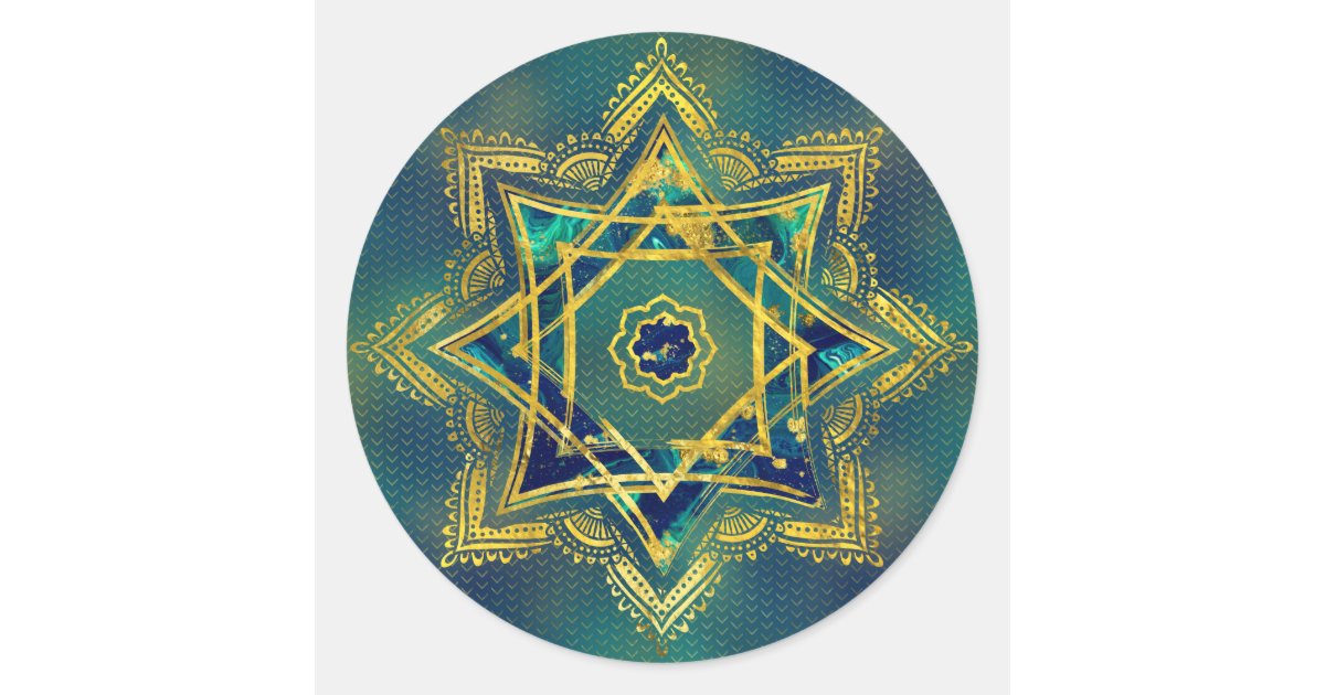 Golden Decorative Star of Lakshmi - Ashthalakshmi Classic Round Sticker ...