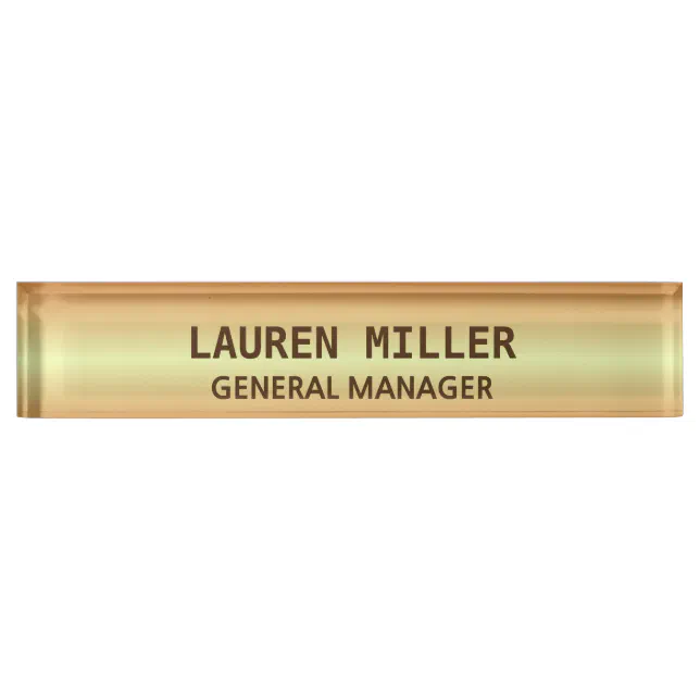 Golden Desk Name Plate | Zazzle