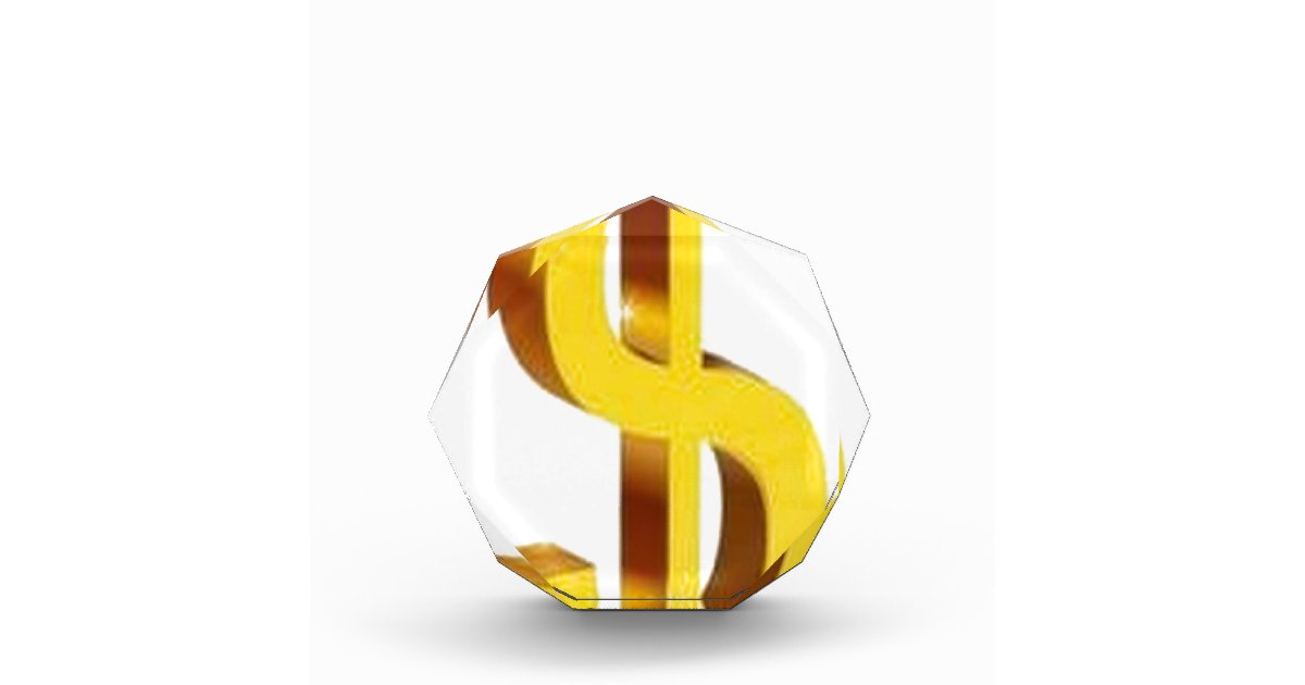 Golden dollar sign design acrylic award | Zazzle
