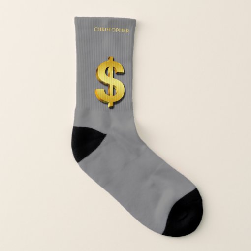 Golden Dollar Sparkling Sign Money Symbol Socks | Zazzle