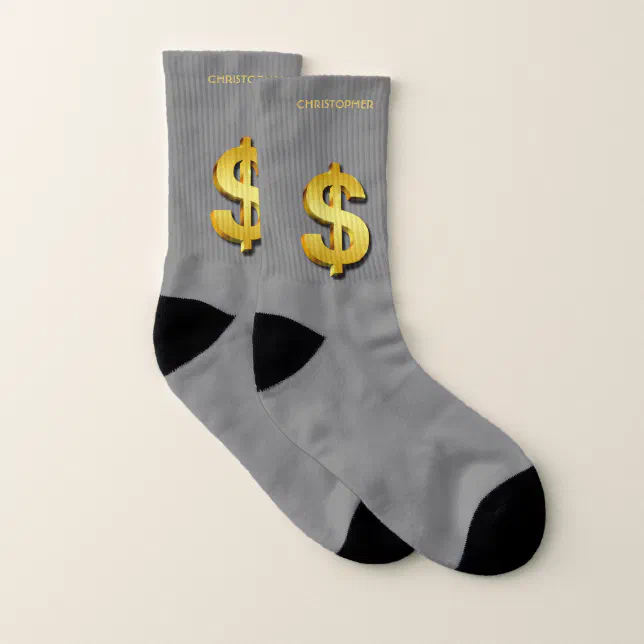 Golden Dollar Sparkling Sign Money Symbol Socks | Zazzle