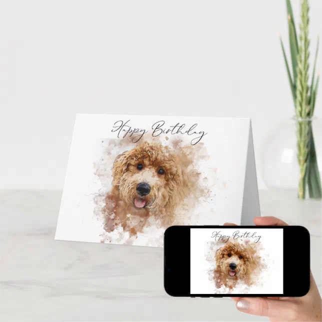 Golden Doodle Cavapoo Happy Birthday Card | Zazzle