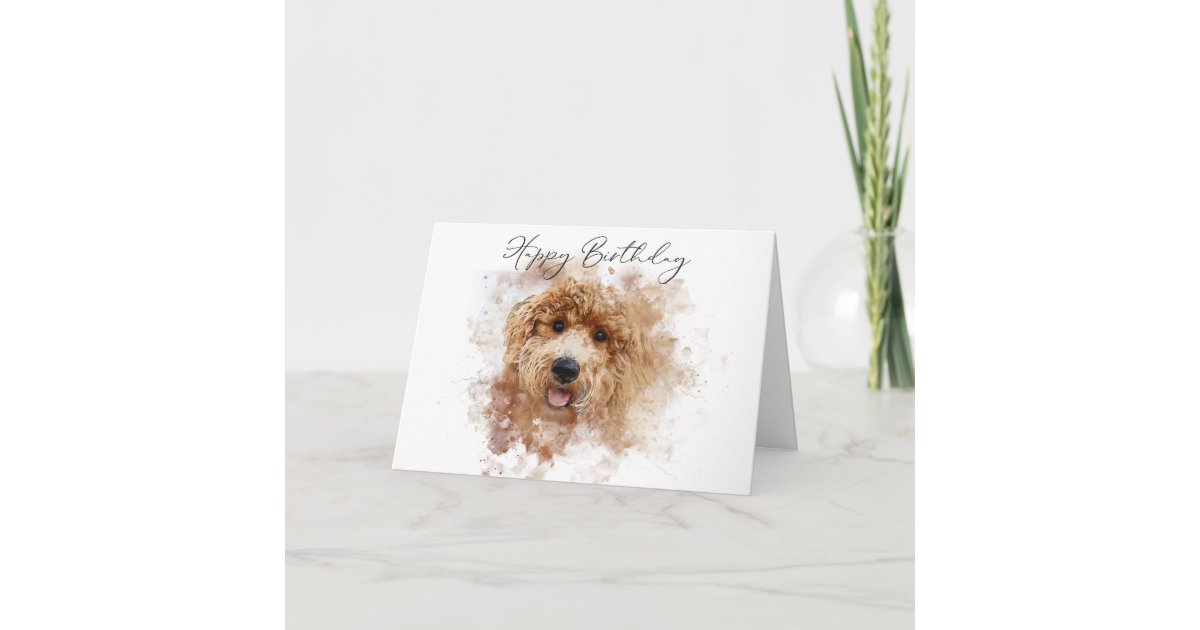 Golden Doodle Cavapoo Happy Birthday Card | Zazzle