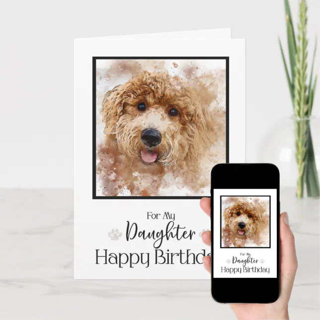 Golden Doodle Cavapoo Happy Birthday Daughter Card | Zazzle