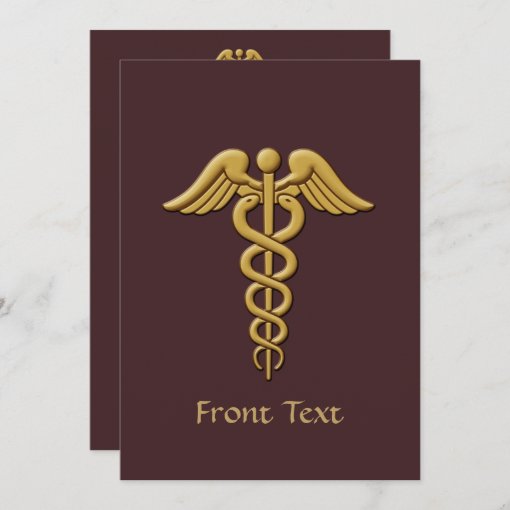 Golden Double Snake Caduceus Invitation | Zazzle