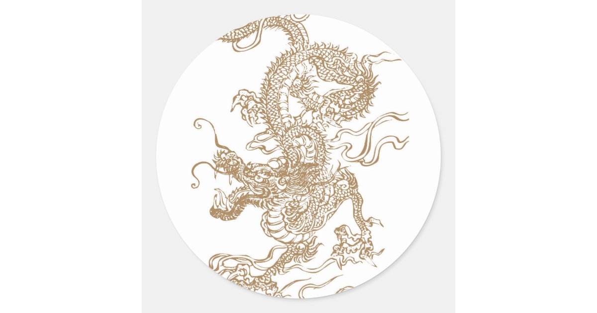 Golden Dragon Classic Round Sticker | Zazzle