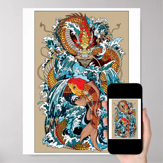 Golden Dragon Gate. Illustration Poster | Zazzle