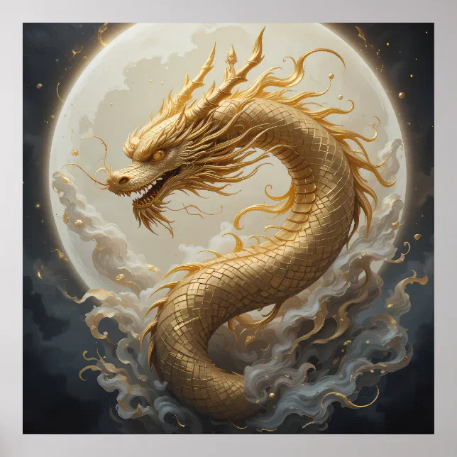 Golden dragon poster | Zazzle