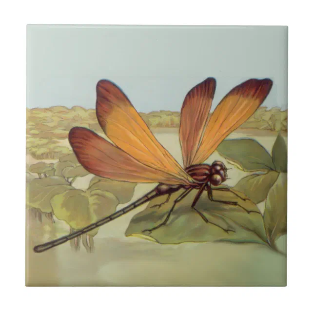 Golden Dragonfly Ceramic Tile | Zazzle