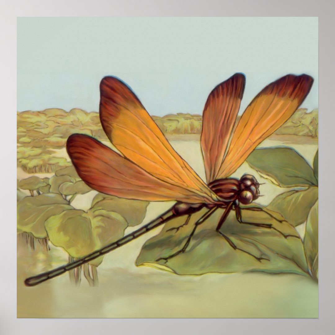 Golden Dragonfly Poster | Zazzle