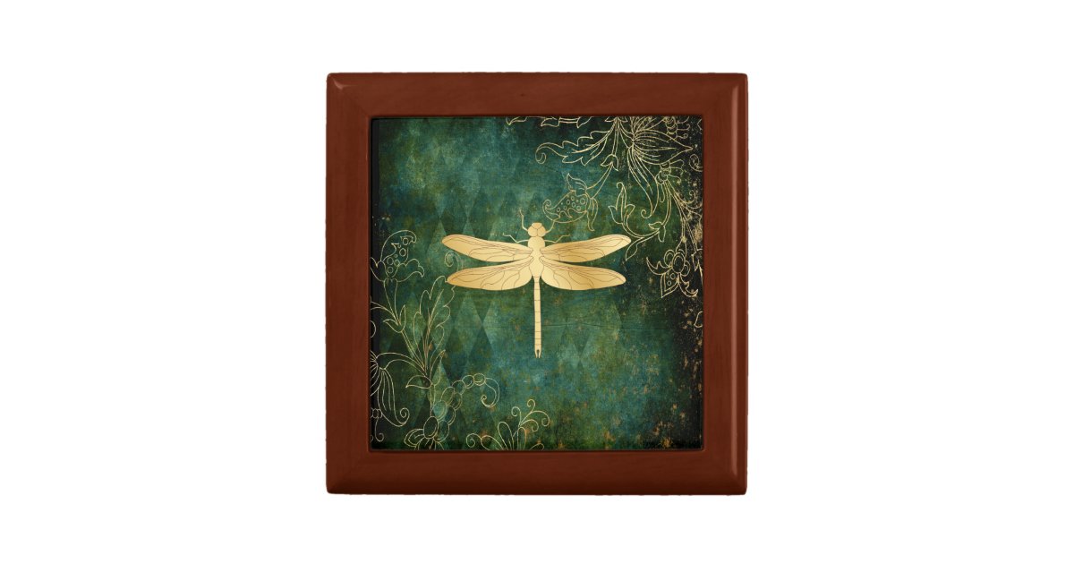 Golden Dragonfly Wooden Jewellery Box | Zazzle