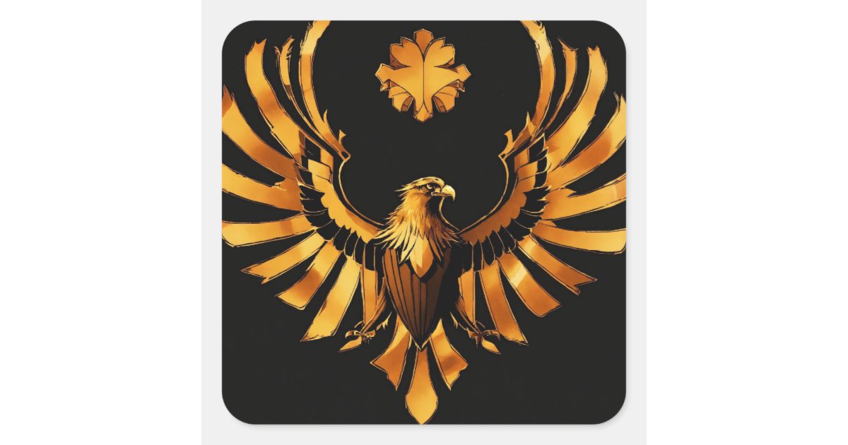"Golden Eagle Elegance: Square Sticker Edition" | Zazzle