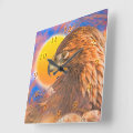 GOLDEN EAGLE “Legends” Square Wall Clock | Zazzle