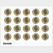 Golden effect 50th Birthday Classic Round Sticker | Zazzle