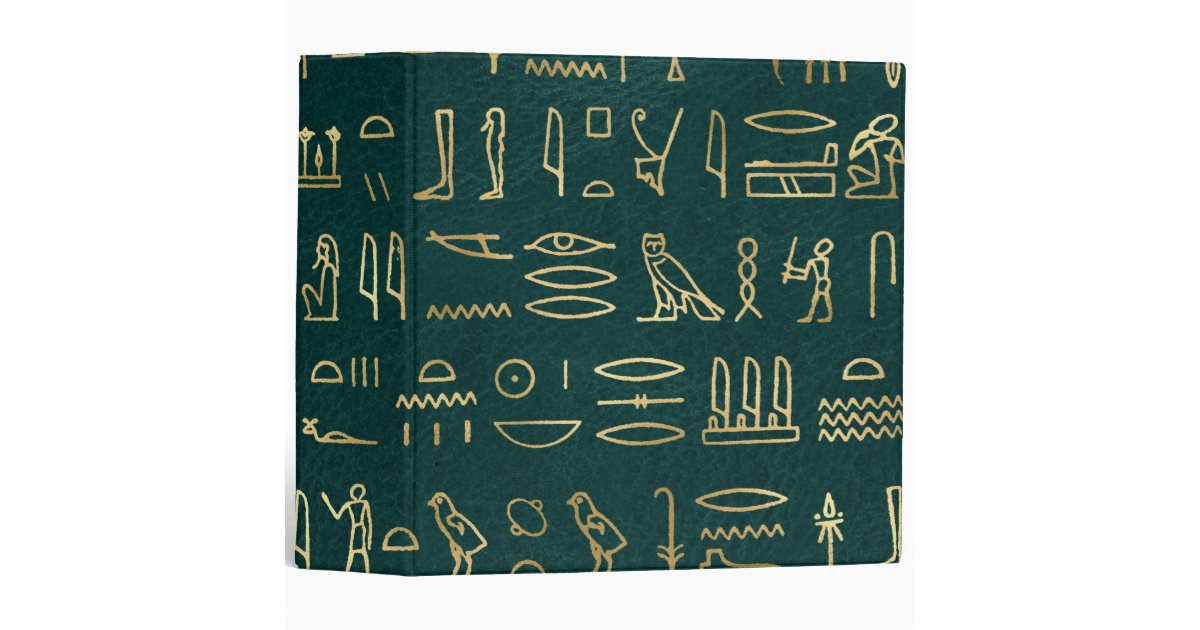 Golden Egyptian Hieroglyphs Typography Egypt 3 Ring Binder | Zazzle