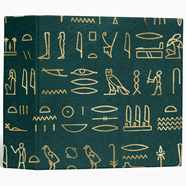 Golden Egyptian Hieroglyphs Typography Egypt 3 Ring Binder | Zazzle