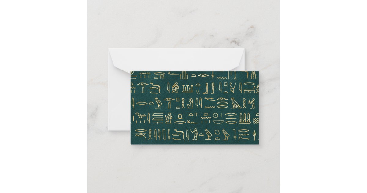 Golden Egyptian Hieroglyphs Typography Egypt Note Card | Zazzle