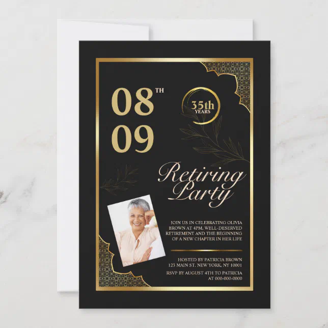 Golden Elegance: Celebrating the Years of Success Invitation | Zazzle