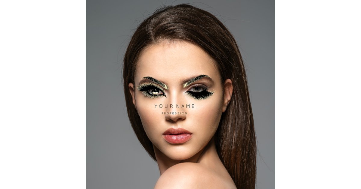 Golden Eyelash Brows Microblading QRCODE Logo Business Card | Zazzle