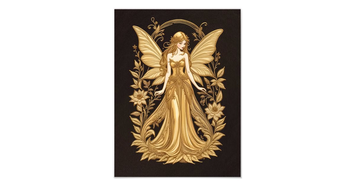 Golden Fairy Art Poster | Zazzle