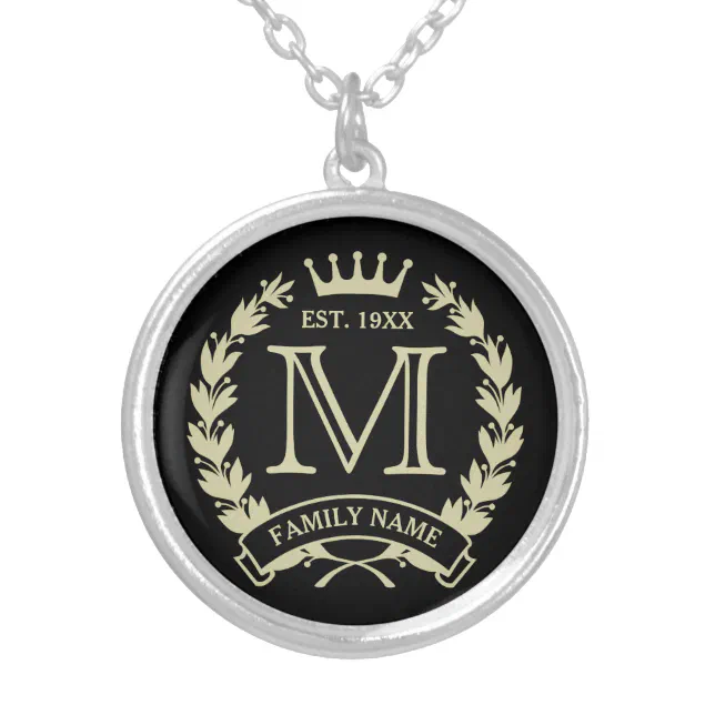 Golden Family Logo Dark Pendant Necklace | Zazzle