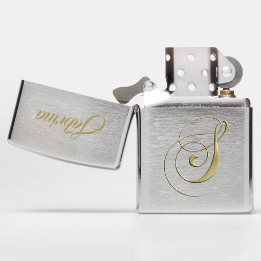 Golden Fancy S Monogram Customize Your Name Zippo Lighter | Zazzle