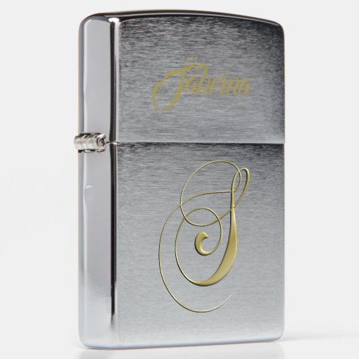 Golden Fancy S Monogram Customize Your Name Zippo Lighter | Zazzle