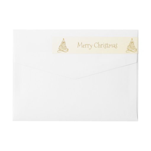 Golden Filigree Christmas Tree Return Address Wrap Around Label | Zazzle