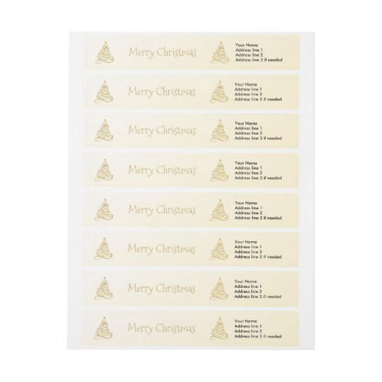 Golden Filigree Christmas Tree Return Address Wrap Around Label ...