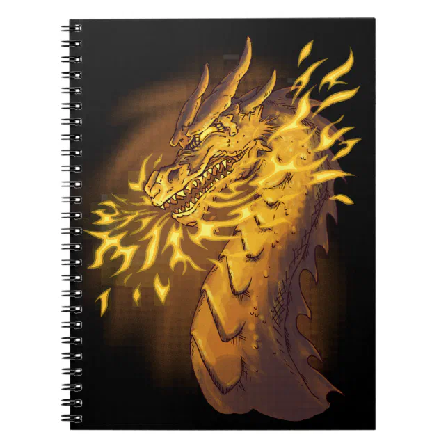 Golden Fire Dragon Notebook | Zazzle