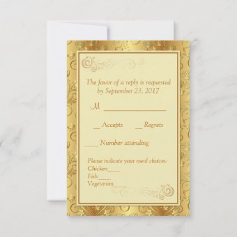 Golden floral, hearts Wedding RSVP Invitation | Zazzle