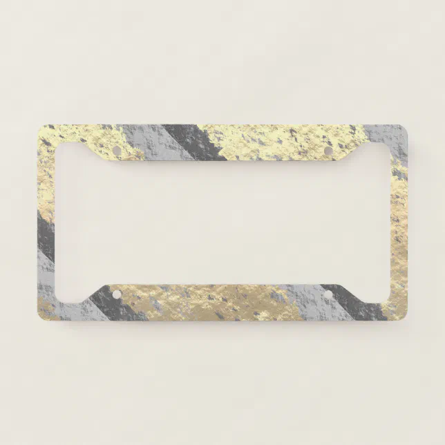 Golden Foil Grey Sparkling Glittey Elegant Royal License Plate Frame ...