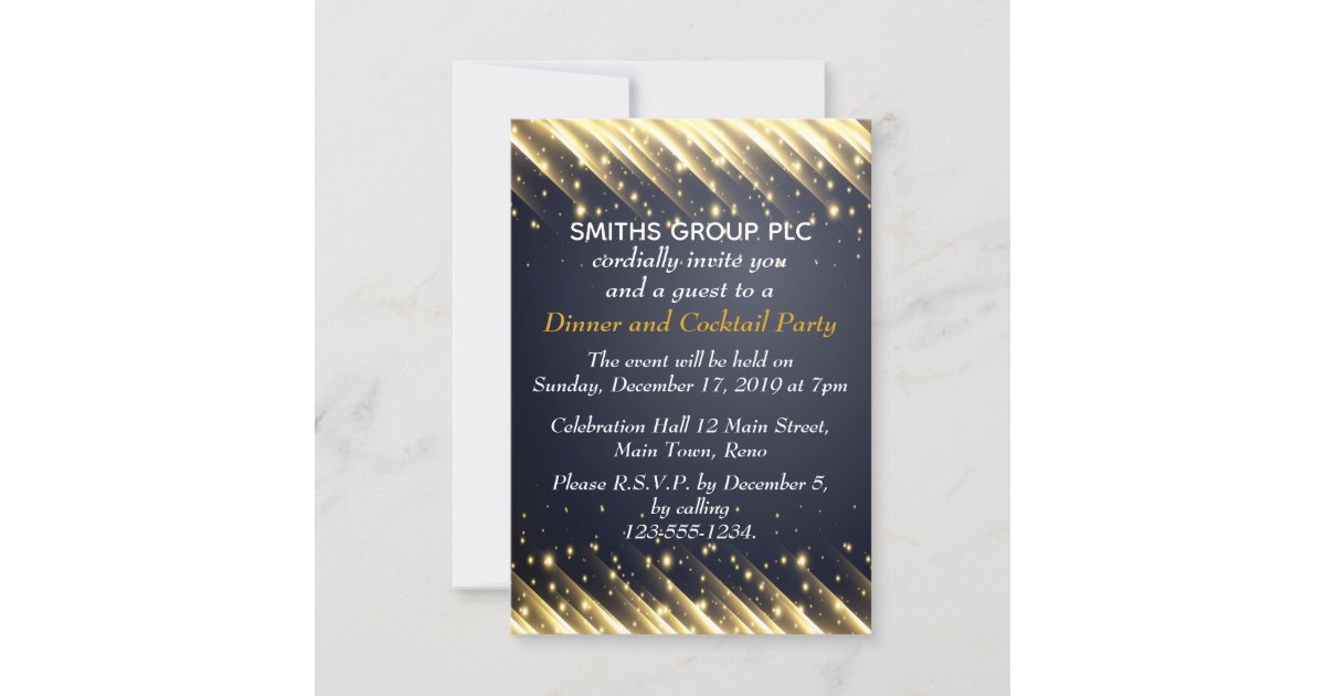 Golden Frame Elegant Business Dinner Invitation | Zazzle
