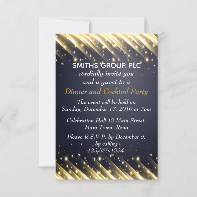 Golden Frame Elegant Business Dinner Invitation | Zazzle