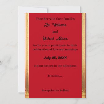 Golden frame with red roses, gothic style photo invitation | Zazzle