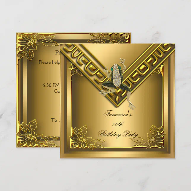 Golden Frog Elite Elegant Birthday Party Invitation | Zazzle