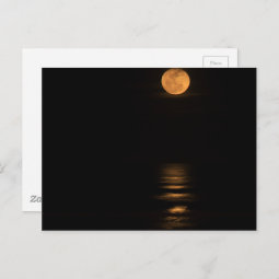 golden full moon over ocean postcard | Zazzle