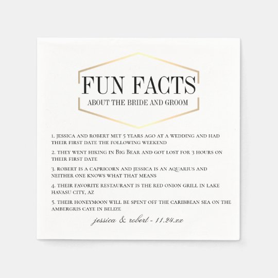 Golden Fun Facts Personalized Paper Napkins | Zazzle.com