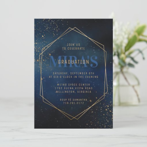 Golden Galaxy Graduation Invitation | Zazzle